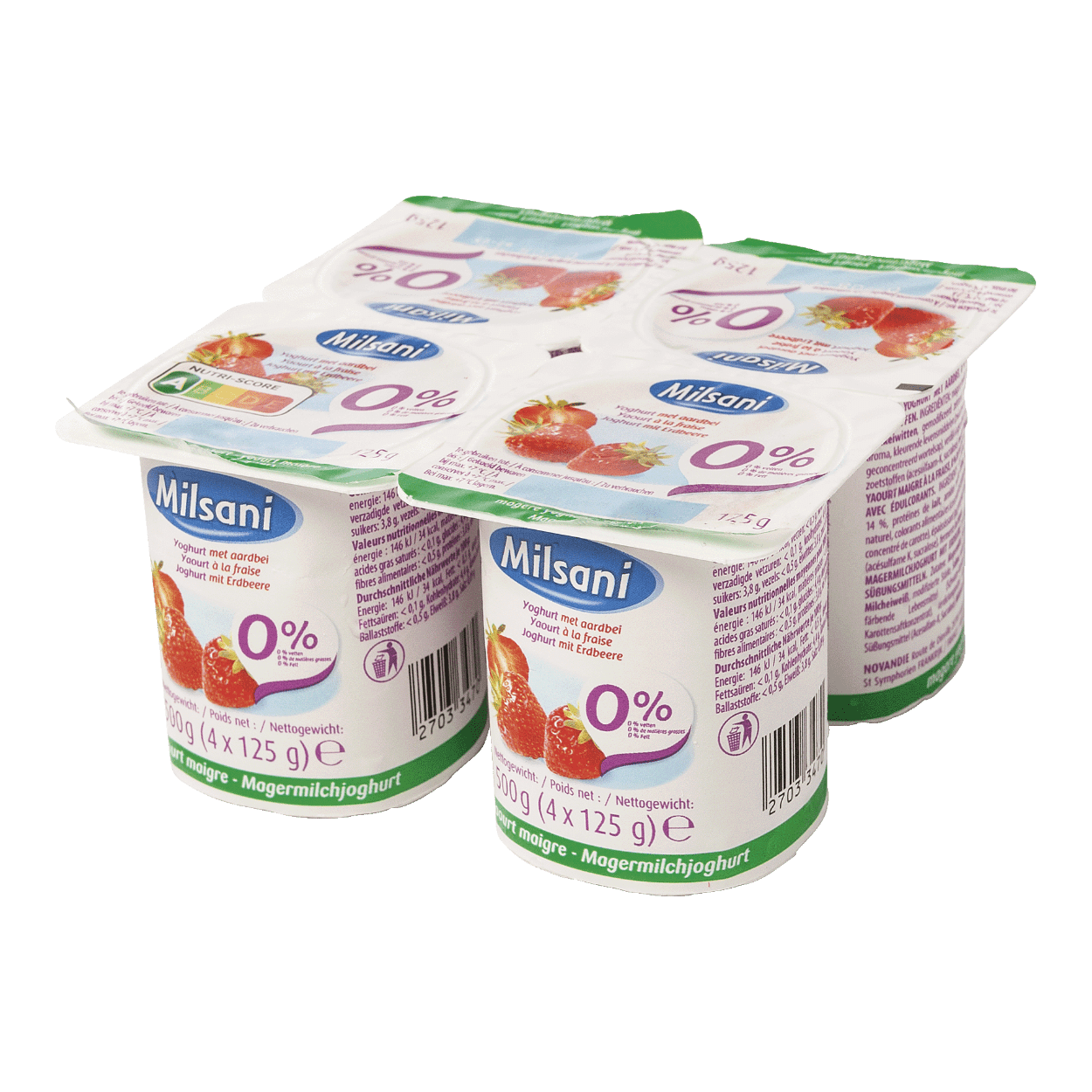 Magere yoghurt met aardbei of kers MILSANI® kopen bij ALDI België