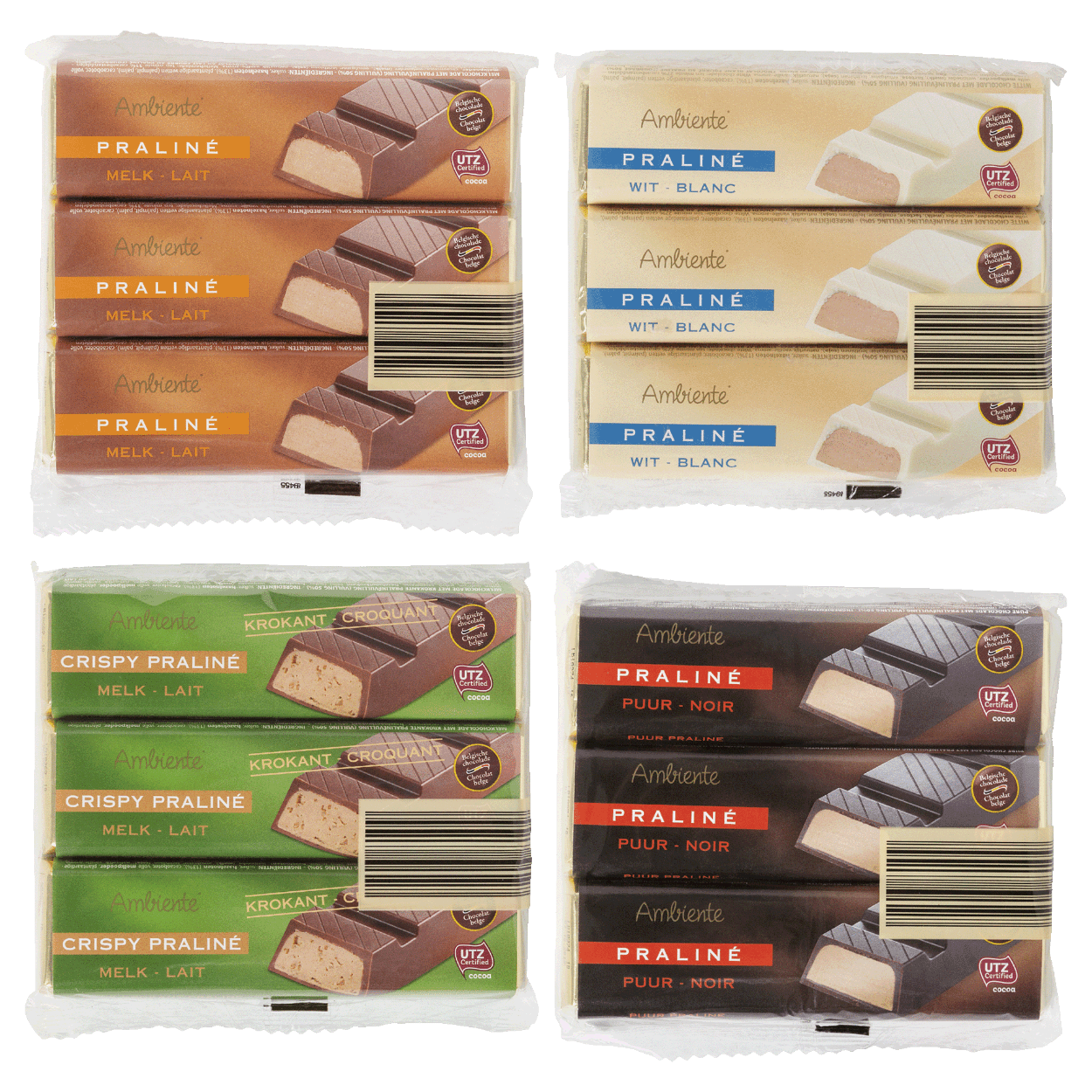 AMBIENTE® Chocoladerepen met praliné, 3 st. kopen bij ALDI België