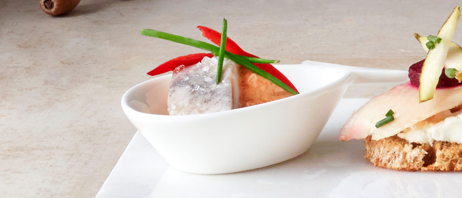 Hareng et sa mousse de poivron rouge